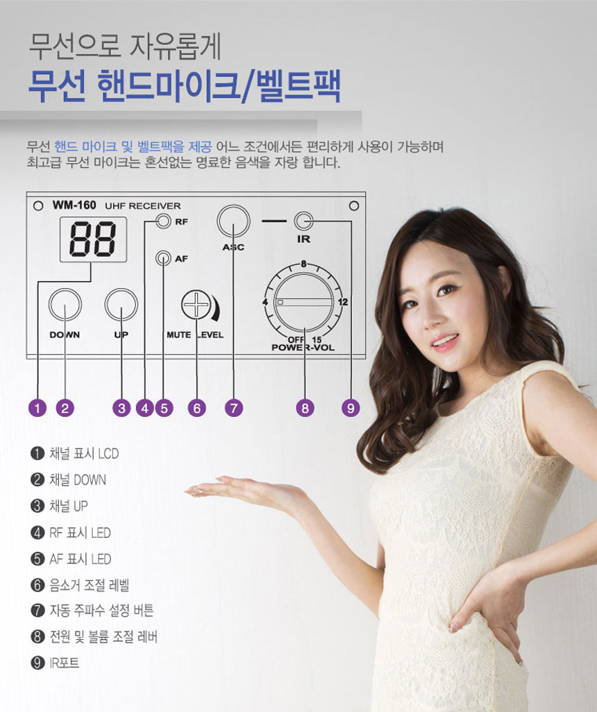 G마켓 - 카날스 BK-882N 2채널 충전식 휴대용 이동식 블루투스 무선 앰프 스피커 핸드마이크+핀마이크/