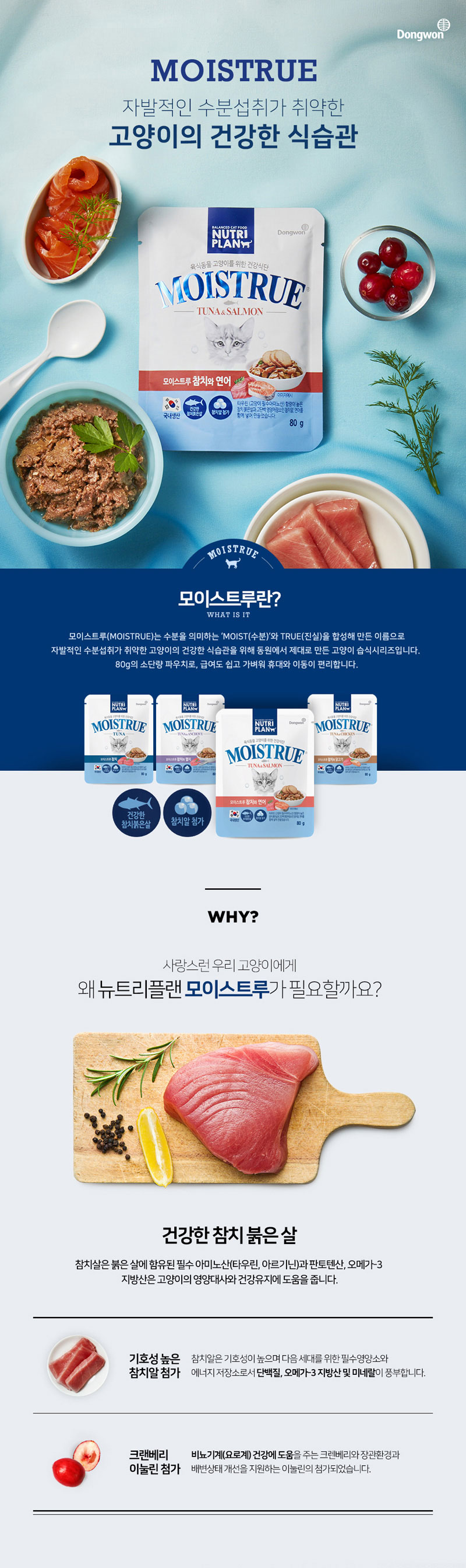 hplusmall 동원 뉴트리플랜 모이스트루 참치와 연어 캣 80g - 핫트랙스
