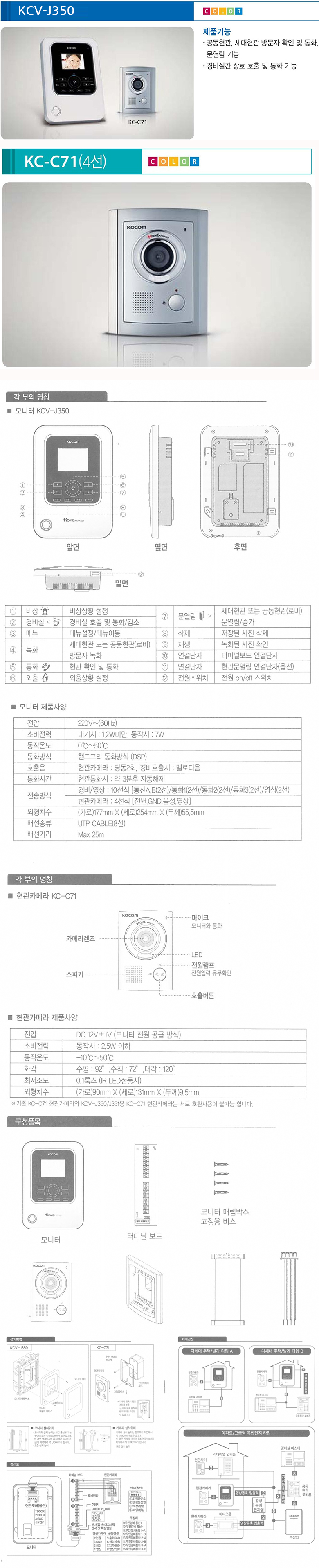 코콤 KCV-J350/KC-C71 세트 인터폰/비디오폰 한정판매 전문점, 켜다닷컴