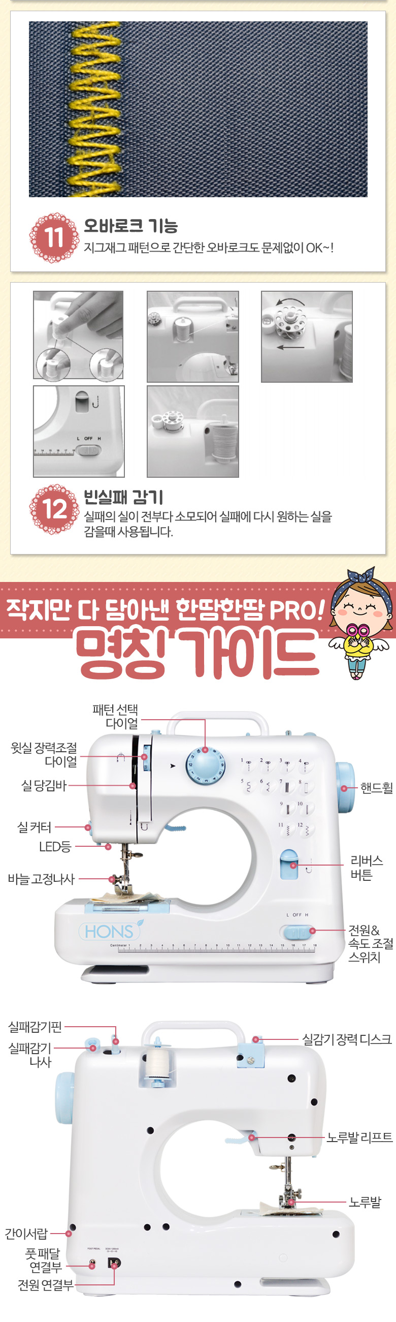 브랜드1위 혼스 재봉틀 미싱 한땀한땀 프로 HSSM-1201