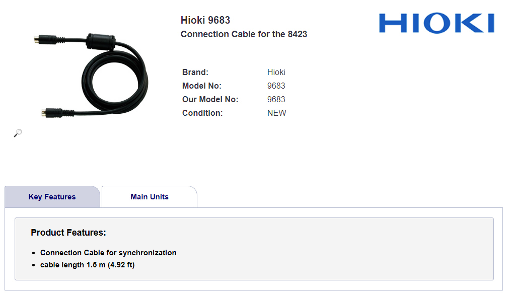 소리전자 - Hioki 9683 동기화용 연결 케이블 (N97)