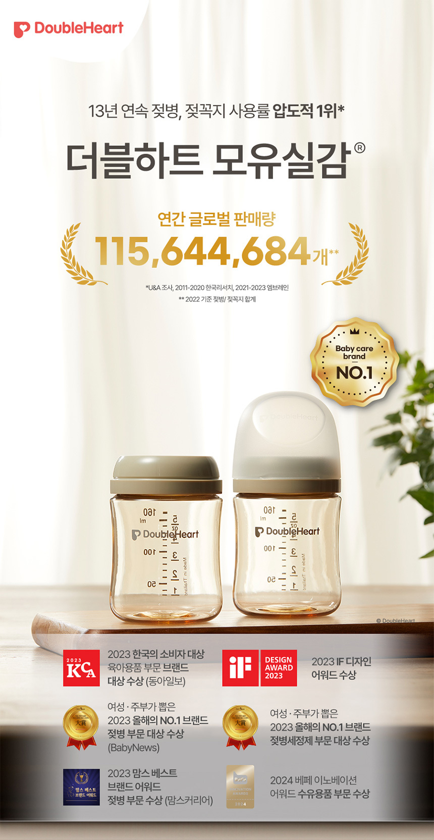 더블하트 모유실감 3세대 PPSU 베이직 160ml 더블트윈팩(젖병4개)+젖꼭지 4입 외 이유용품 모음 | 톡딜
