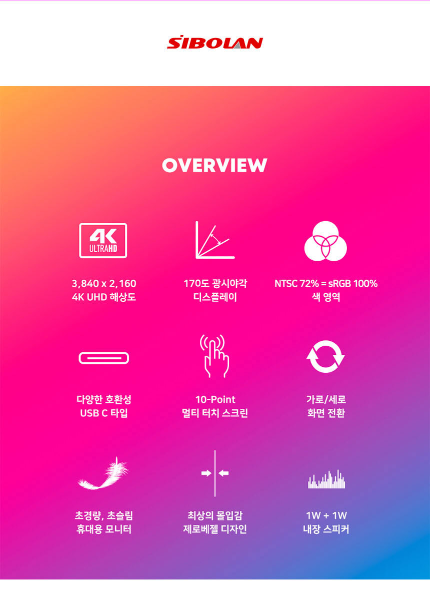 고랩 SIBOLAN S156UTP 4K 오토피벗 포터블 모니터