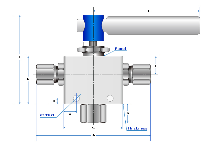 High Preesure Ball Valve - 20000psi - 3way Orifice 8mm - 9/16 inch