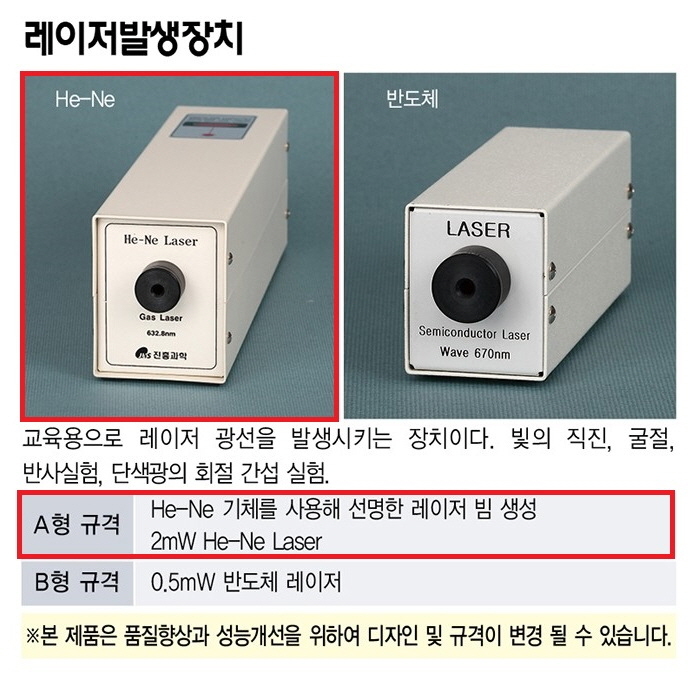 레이저발생장치 A형(He-Ne 기체사용) 교구-3304A
