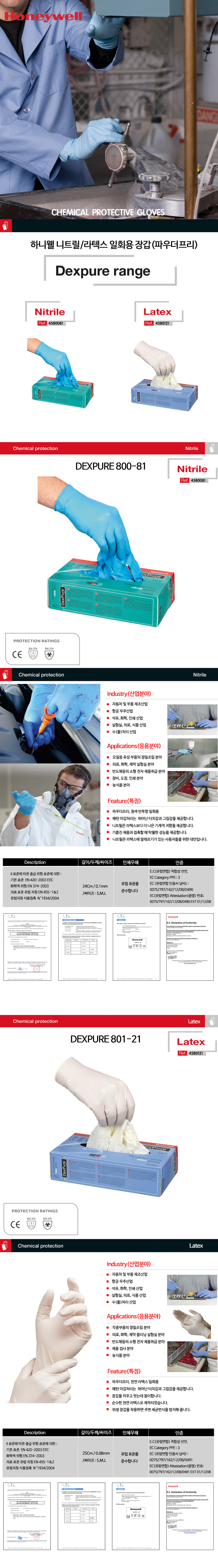 Dexpure 801-21 락텍스 일회용 장갑/100매/파우더프리 > 글로브(안전장갑) | 하니웰PPE 공식쇼핑몰