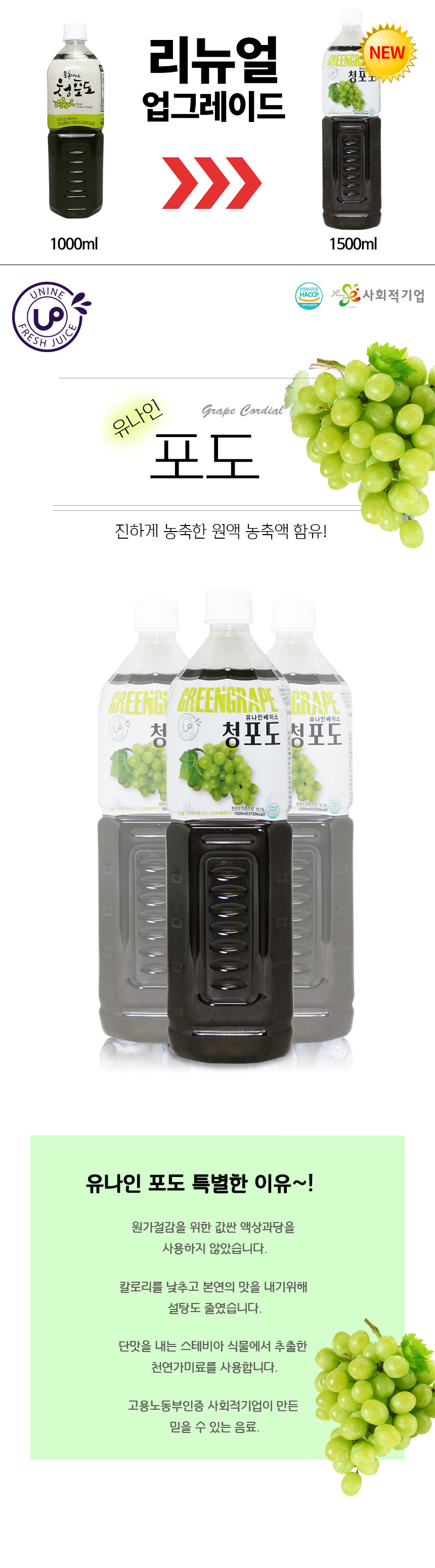 hplusmall 청포도에이드 아이스티 청포도원액 1500ml - 핫트랙스