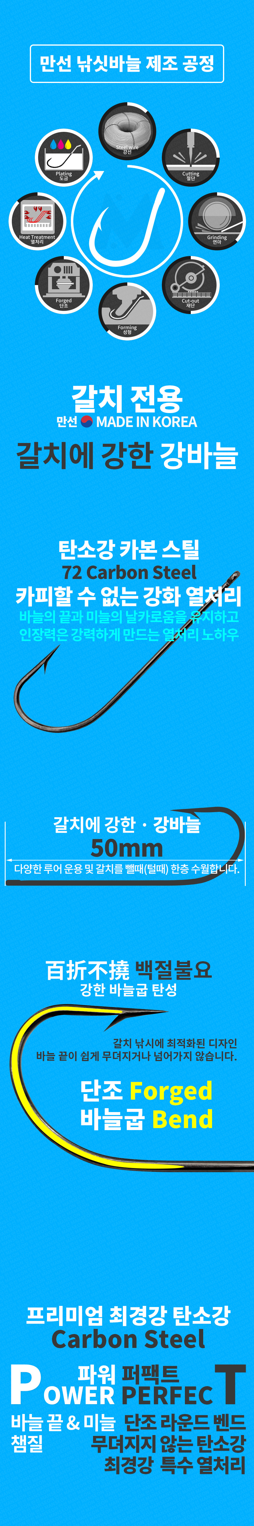 갈치 바늘 강바늘 100개 갈치 목줄 자작 채비 MHGH - 만선