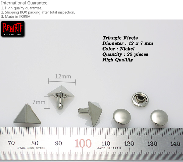 25sets 12x7mm triangle rivets leather craft punk stuffs DIY silver ...