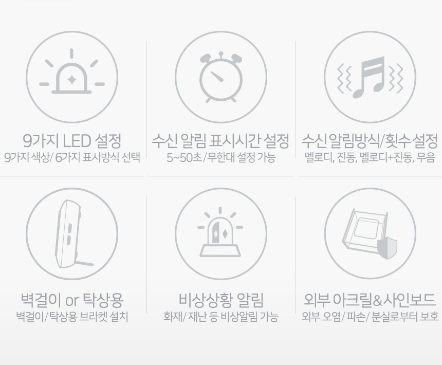 청각장애인 초인등 Led 수신기 Gsr 301l 호출벨 Gst 400 시각불빛 진동알림