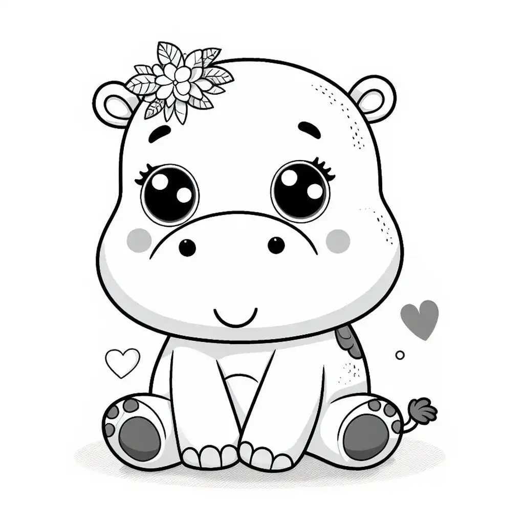 귀여운 하마 색칠공부 프린트 도안 10종 - 키즈위키