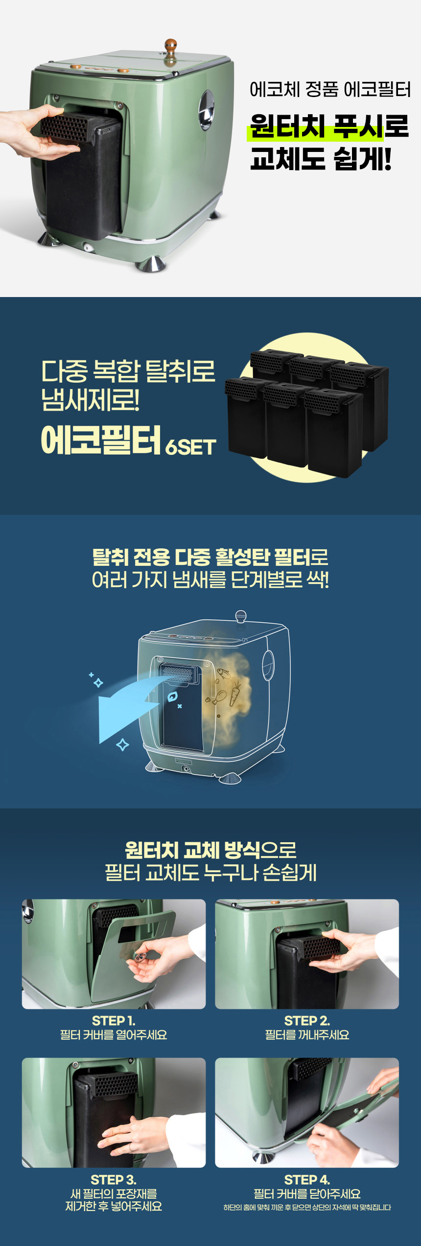 에코체 음식물처리기 3L ECC-800 4L ECC-888 겸용 필터 6SET - 감도 깊은 취향 셀렉트샵 29CM